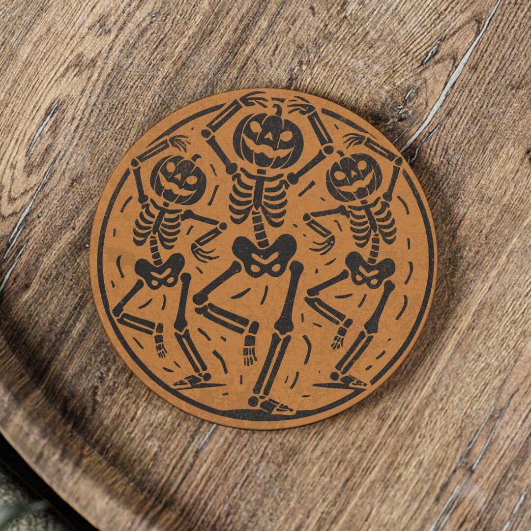Dancing Skeleton Drink Coaster, Halloween Decor, Spooky Season, Cork ...