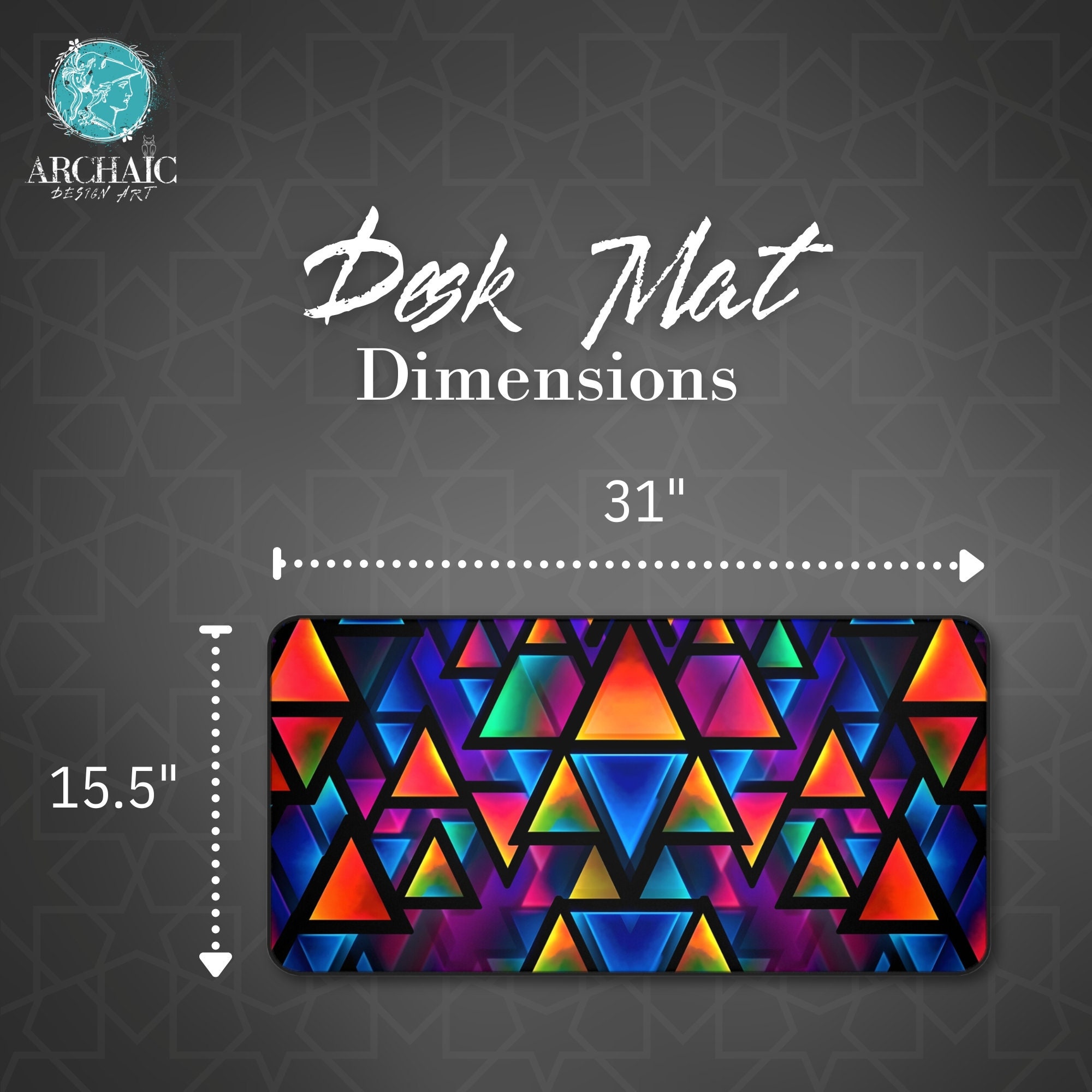 Geometric Desk Mat Trippy Art Triangle Colorful Decor Cute - Etsy