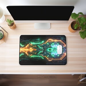 Neon Circuit Desk Mat, Cool Desk Mat, Desk Mat Aesthetic, Robotic Decor ...