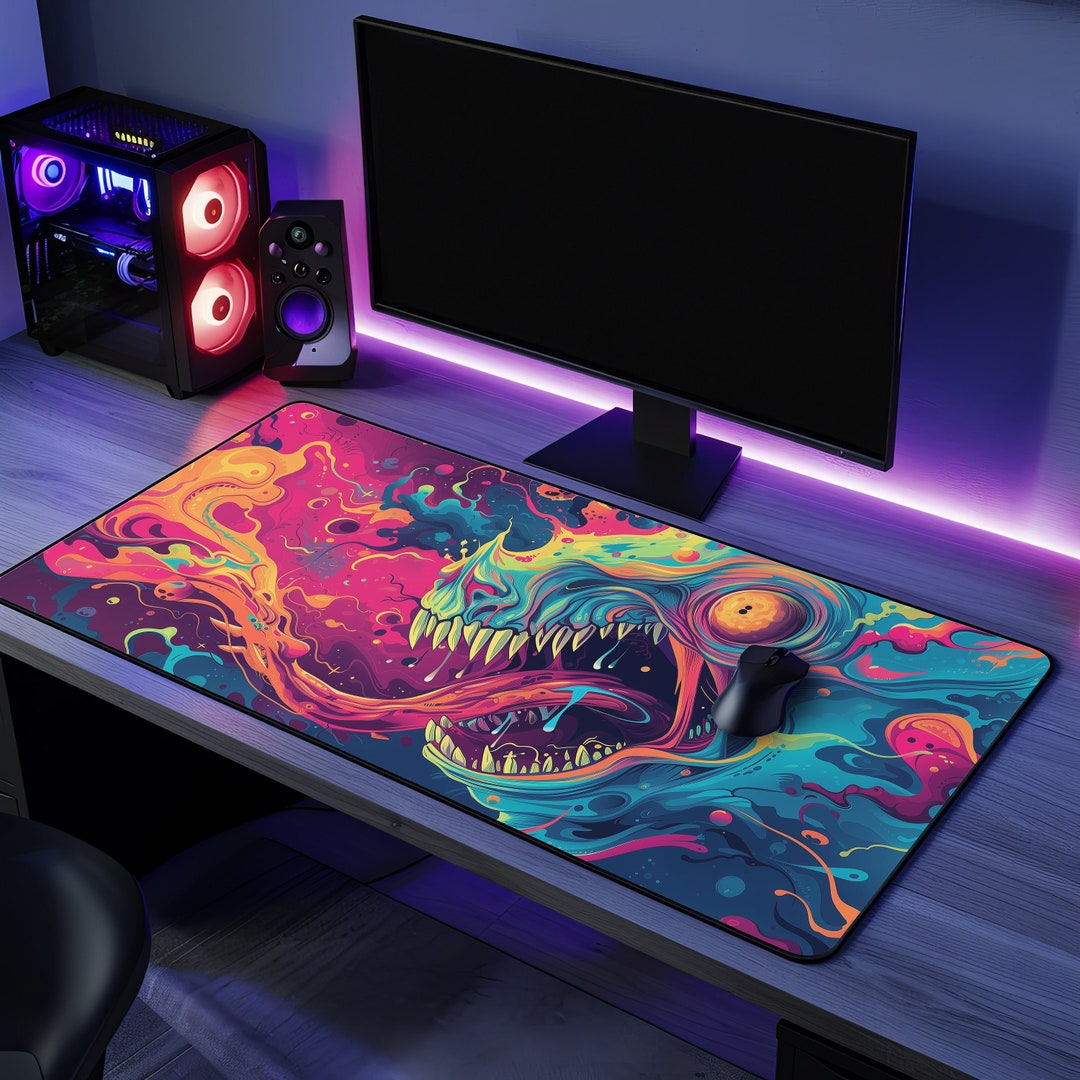 Trippy Lizard Desk Mat, Cool Monster Desk Pad, Colorful Office Decor ...
