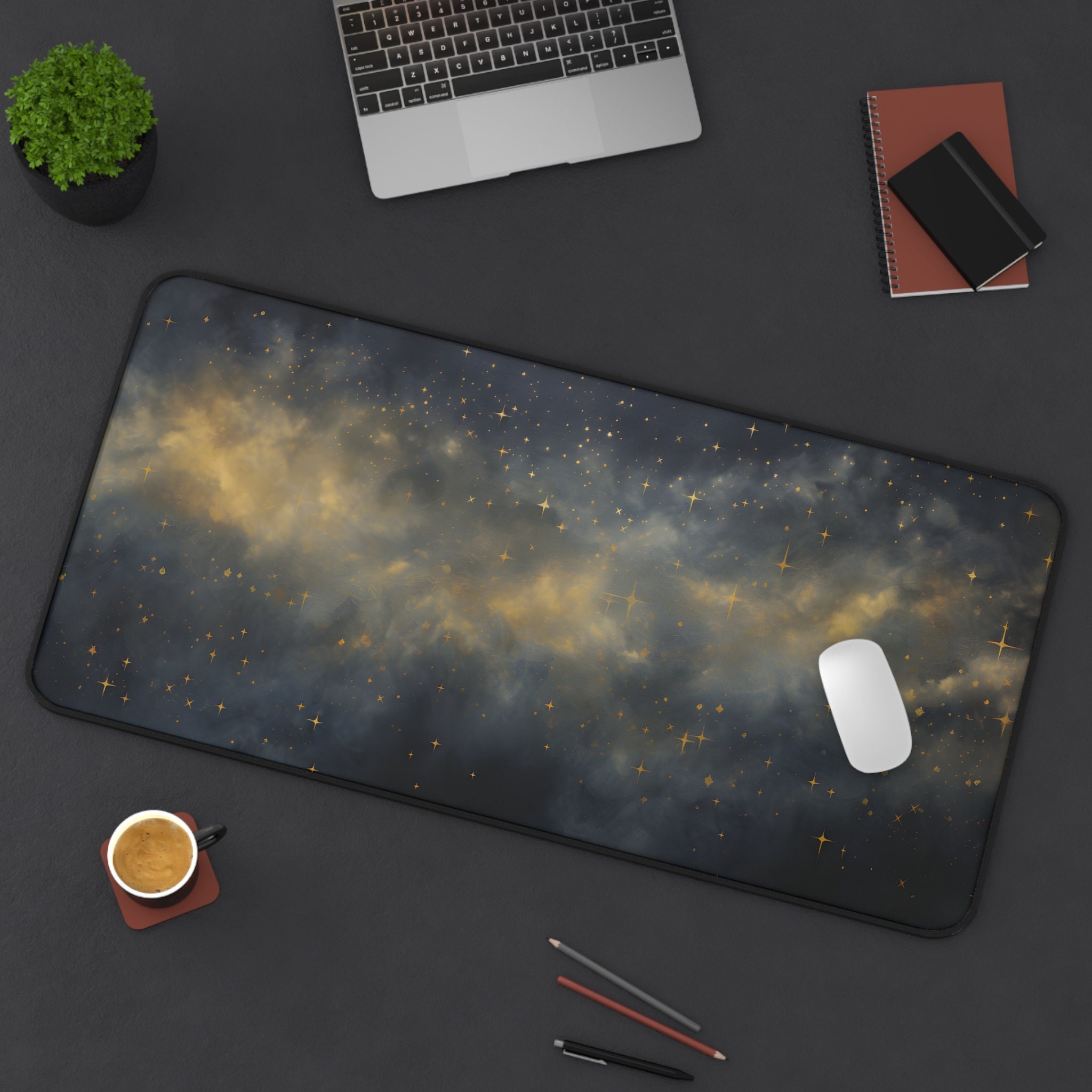 Medieval Night Sky Desk Mat Stardust Desk Pad Cosmic Sky - Etsy