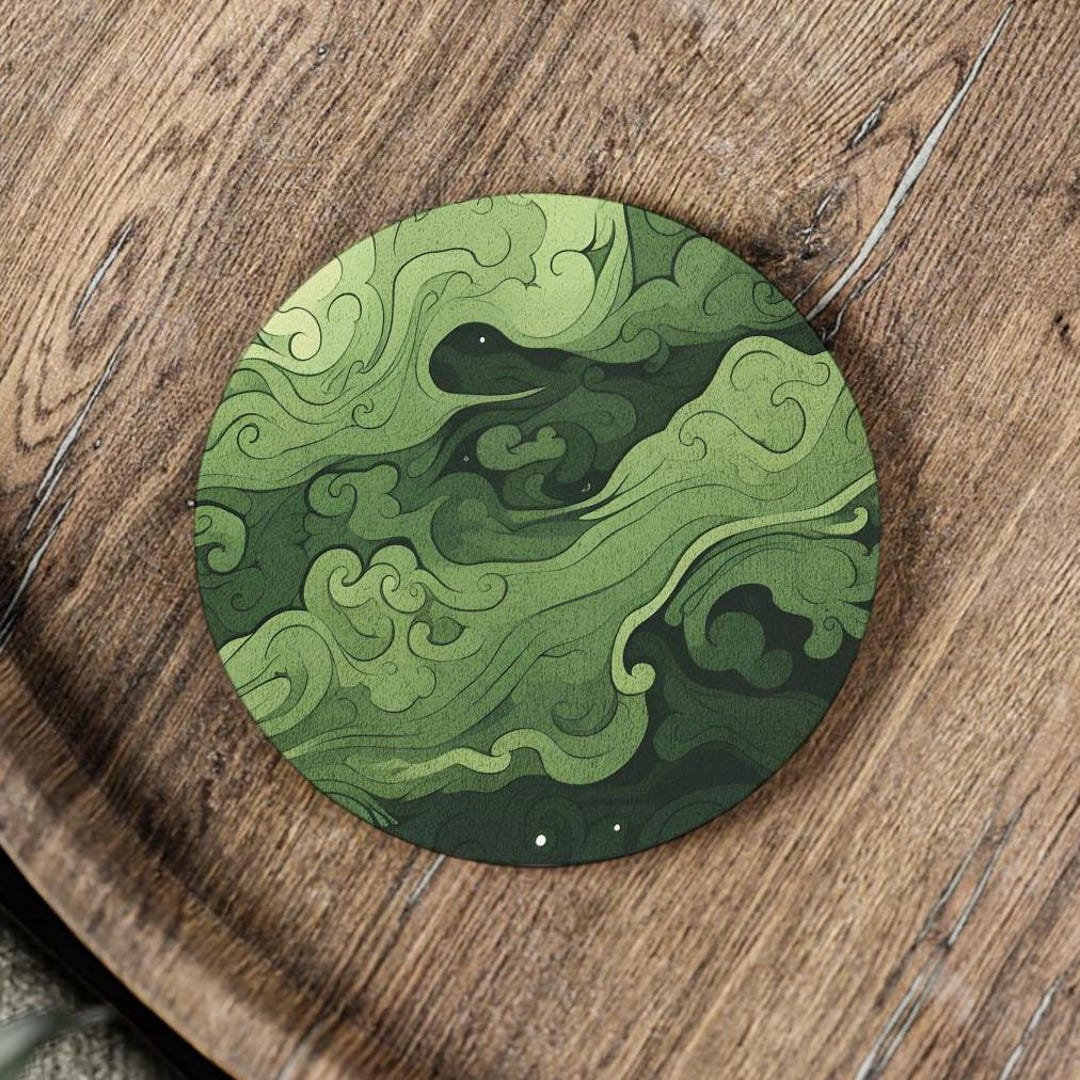 Primordial Round Coaster, Earthy Green Primordial Soup Design, Nature ...
