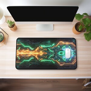 Neon Circuit Desk Mat, Cool Desk Mat, Desk Mat Aesthetic, Robotic Decor ...