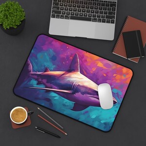 Shark Desk Mat, Aquatic Abstract Art, Marine Biology Gift, Apex ...