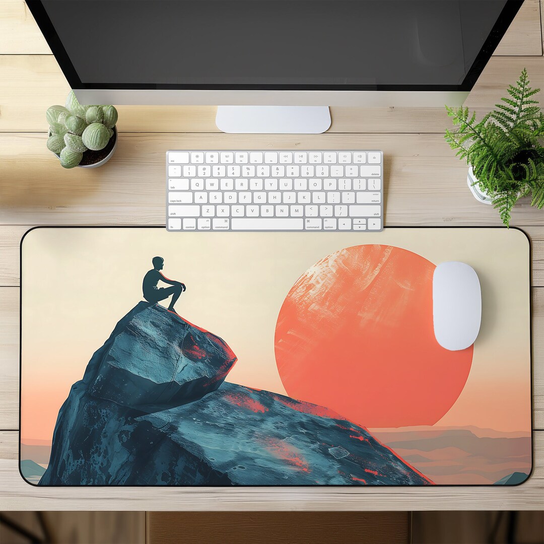 Mountain Sunset Meditation Desk Mat: Serene Workspace Decor - Etsy