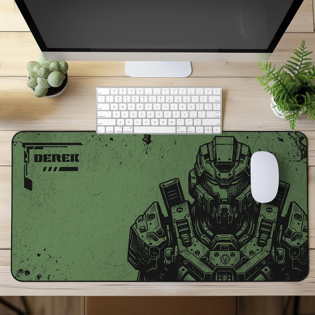 Personalized Mech Warrior Desk Mat: Green Gaming Accessory - Etsy
