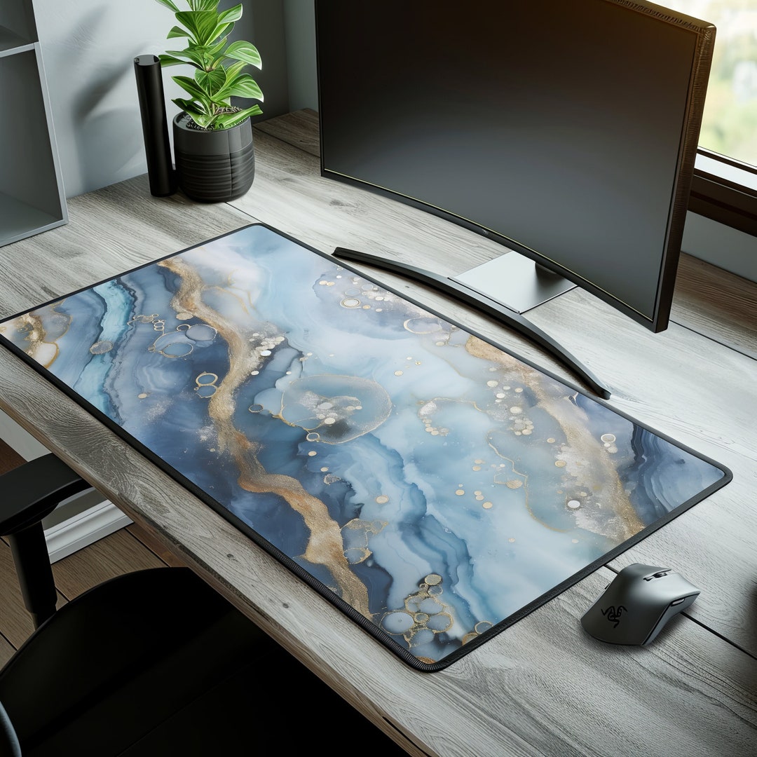 Blue Geode Desk Mat, Unique Workspace, Cute Desk Mat, Desk Mat ...