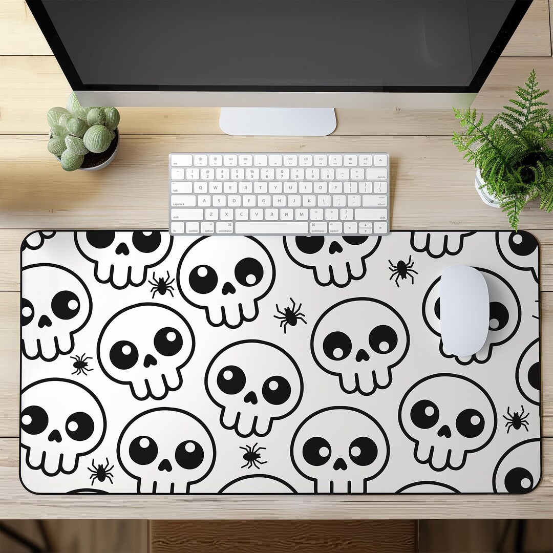 Kawaii Skull Desk Mat, Cute Gothic Gifts, Halloween Aesthetic, Desk Mat ...