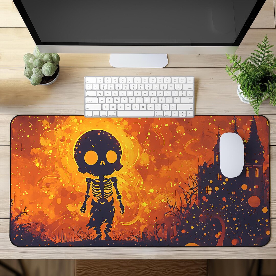Watercolor Skeleton Desk Mat: Spooky Goth Gamer Pad - Etsy