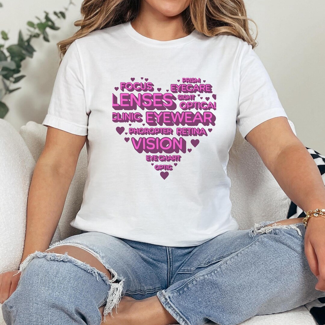 Valentine's Day Optometry T-shirt: Word Cloud Heart, Eye Care Gift - Etsy