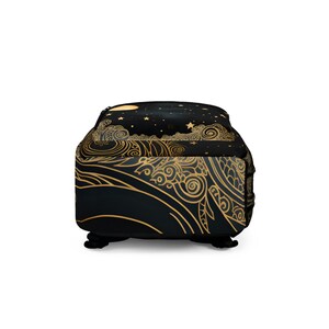 Cosmic Galaxy Backpack: Gold Stars & Moon, Celestial School Bag - Etsy