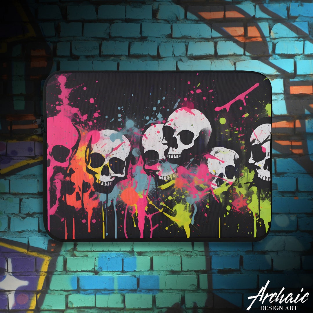 Graffiti Skull Laptop Sleeve, Graffiti Art Case, MacBook Carrying Case ...