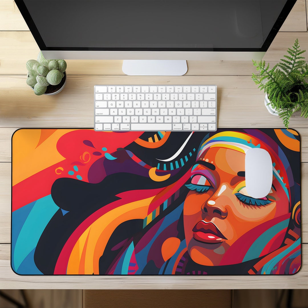 African Queen Desk Mat, Black Women, Afro Woman, Black Art Desk Mat ...