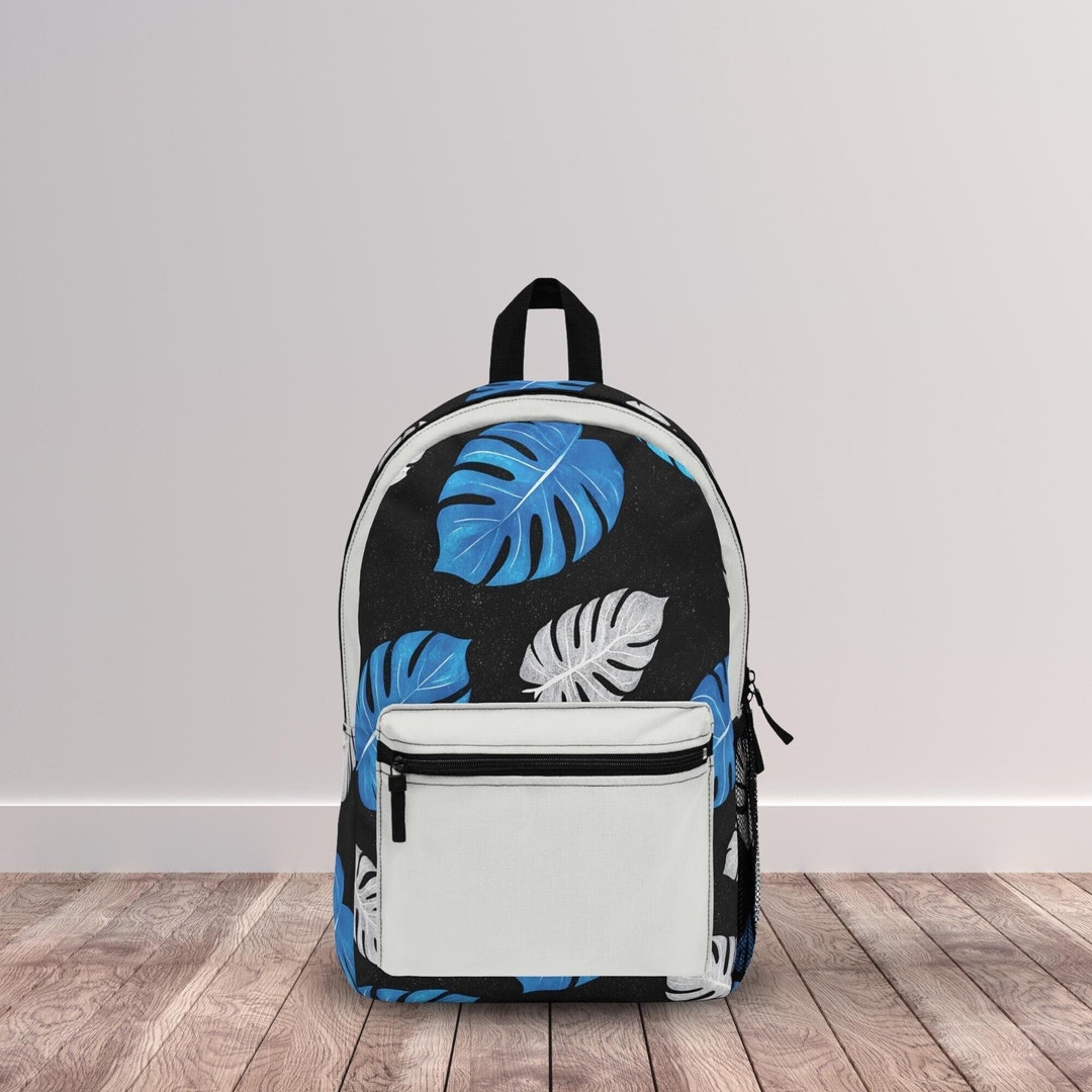 Blue Tropical Backpack, Monstera Bag, Hawaiian Back to School Bag, Cute ...