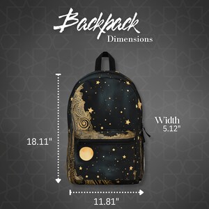 Cosmic Galaxy Backpack: Gold Stars & Moon, Celestial School Bag - Etsy
