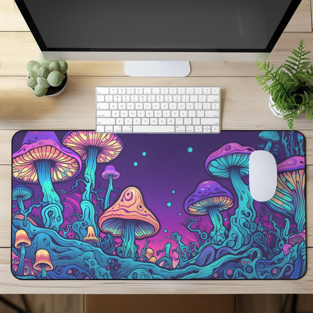 Psychedelic Mushroom Desk Mat: Trippy Fungi Office Decor - Etsy