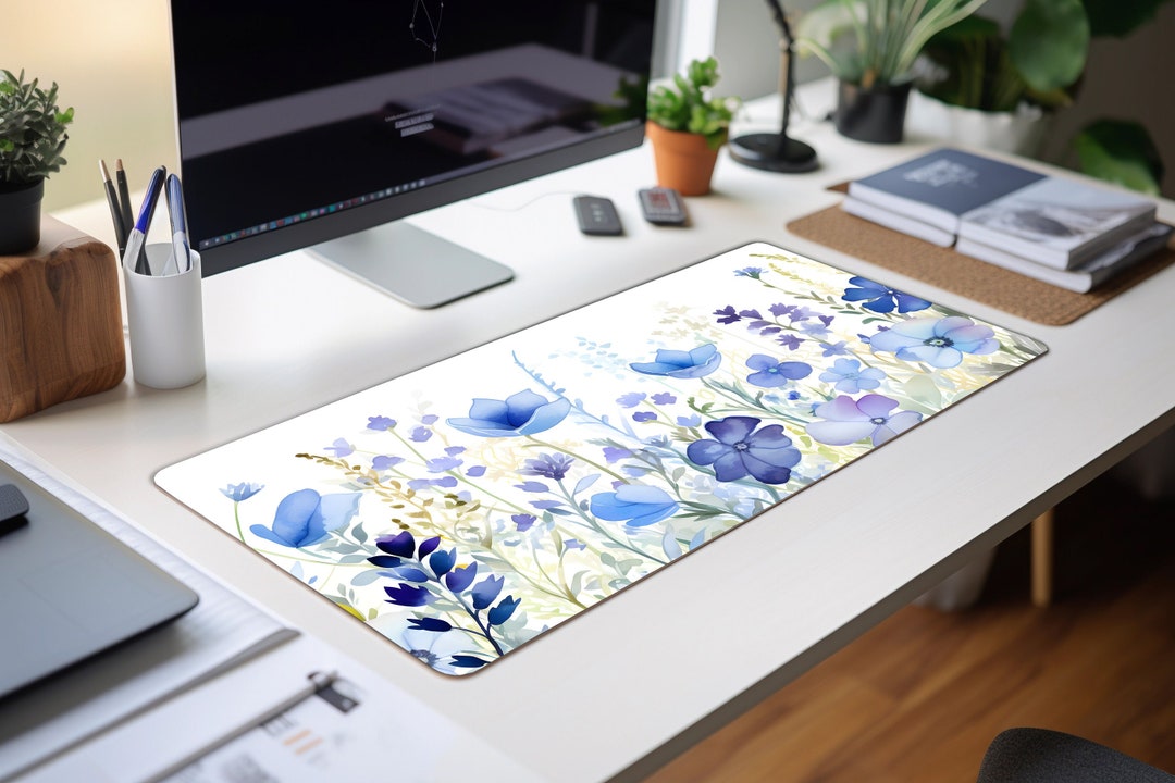 Wildflower Desk Mat Floral Office Decor Botanical Gaming - Etsy