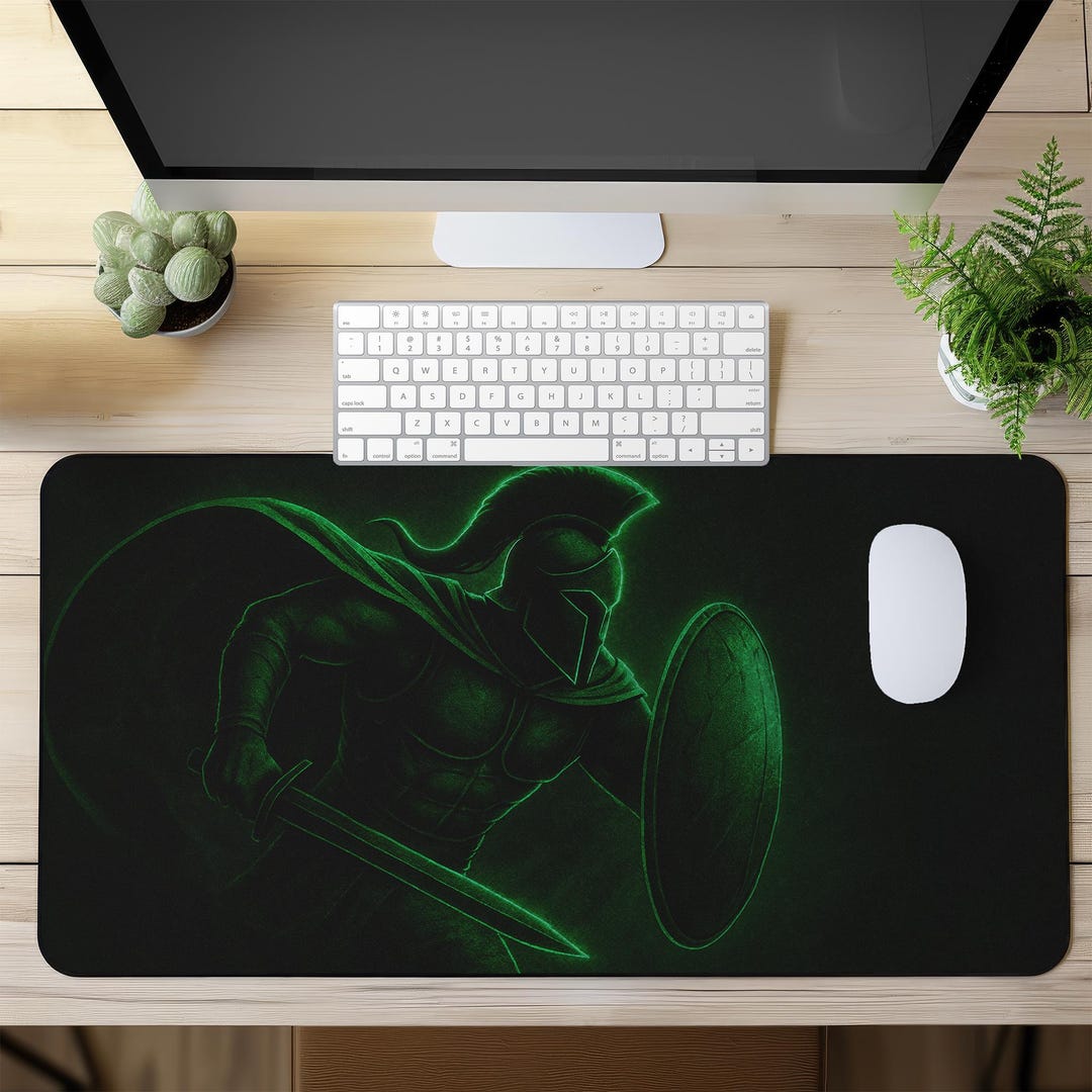 Neon Spartan Warrior Desk Mat: Gladiator Gaming Mouse Pad - Etsy
