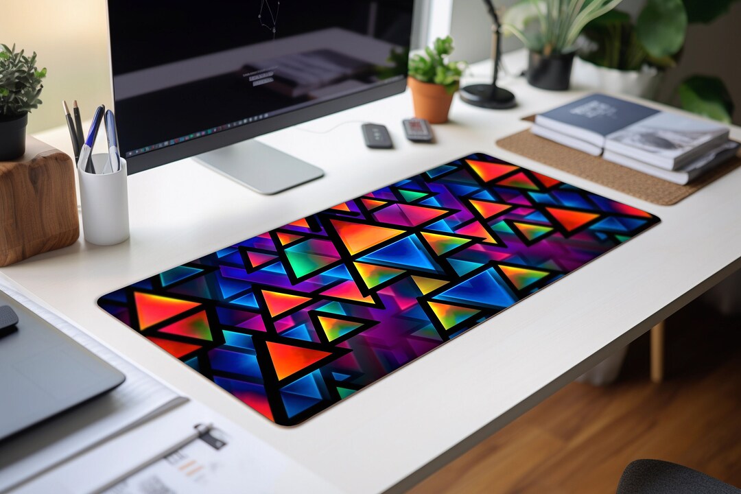 Geometric Desk Mat Trippy Art Triangle Colorful Decor Cute - Etsy