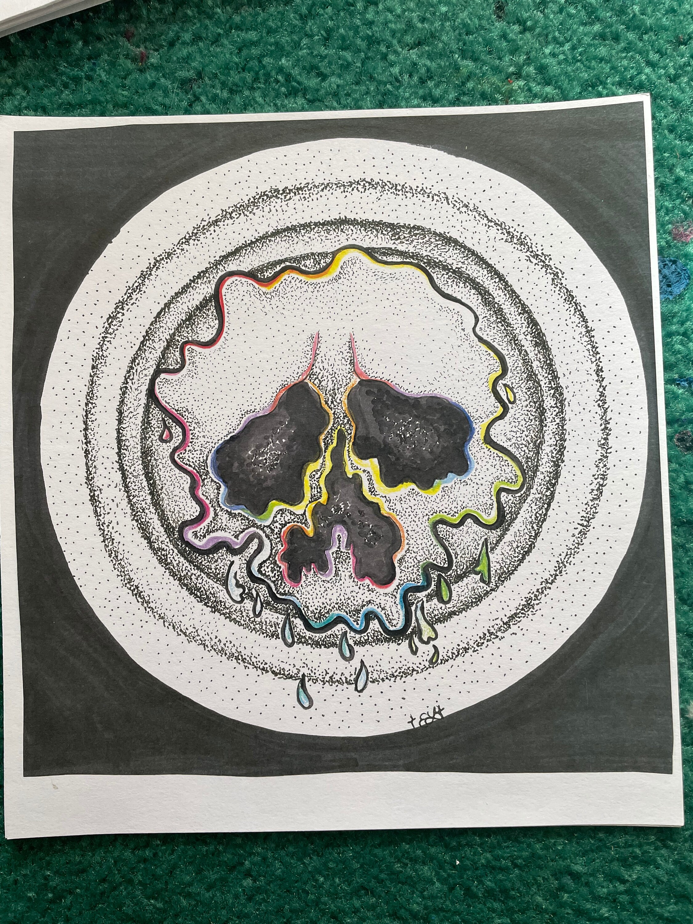 Trippy Drippy Skull Drawing - Etsy