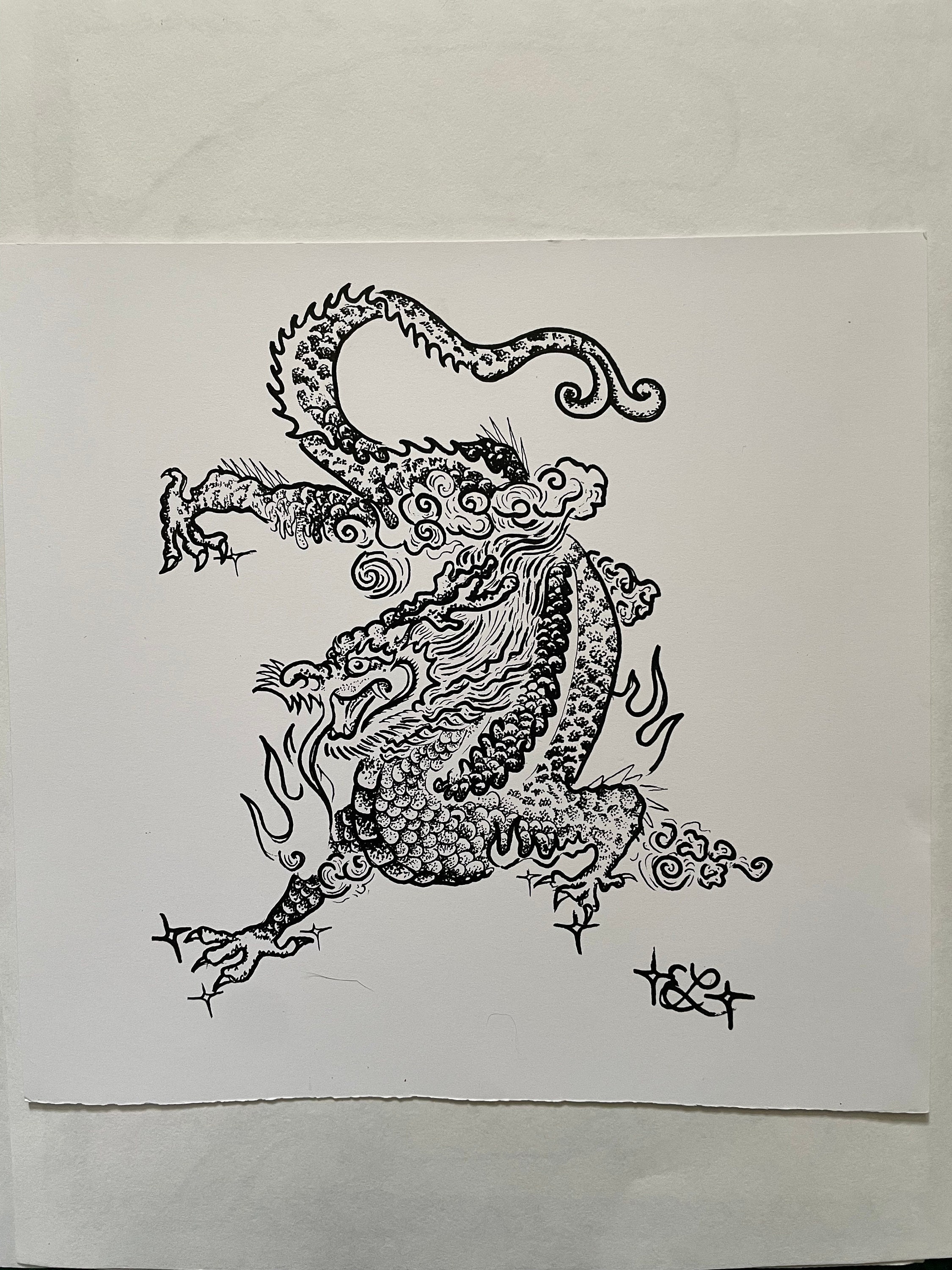 Dragon Dot-work Drawing - Etsy