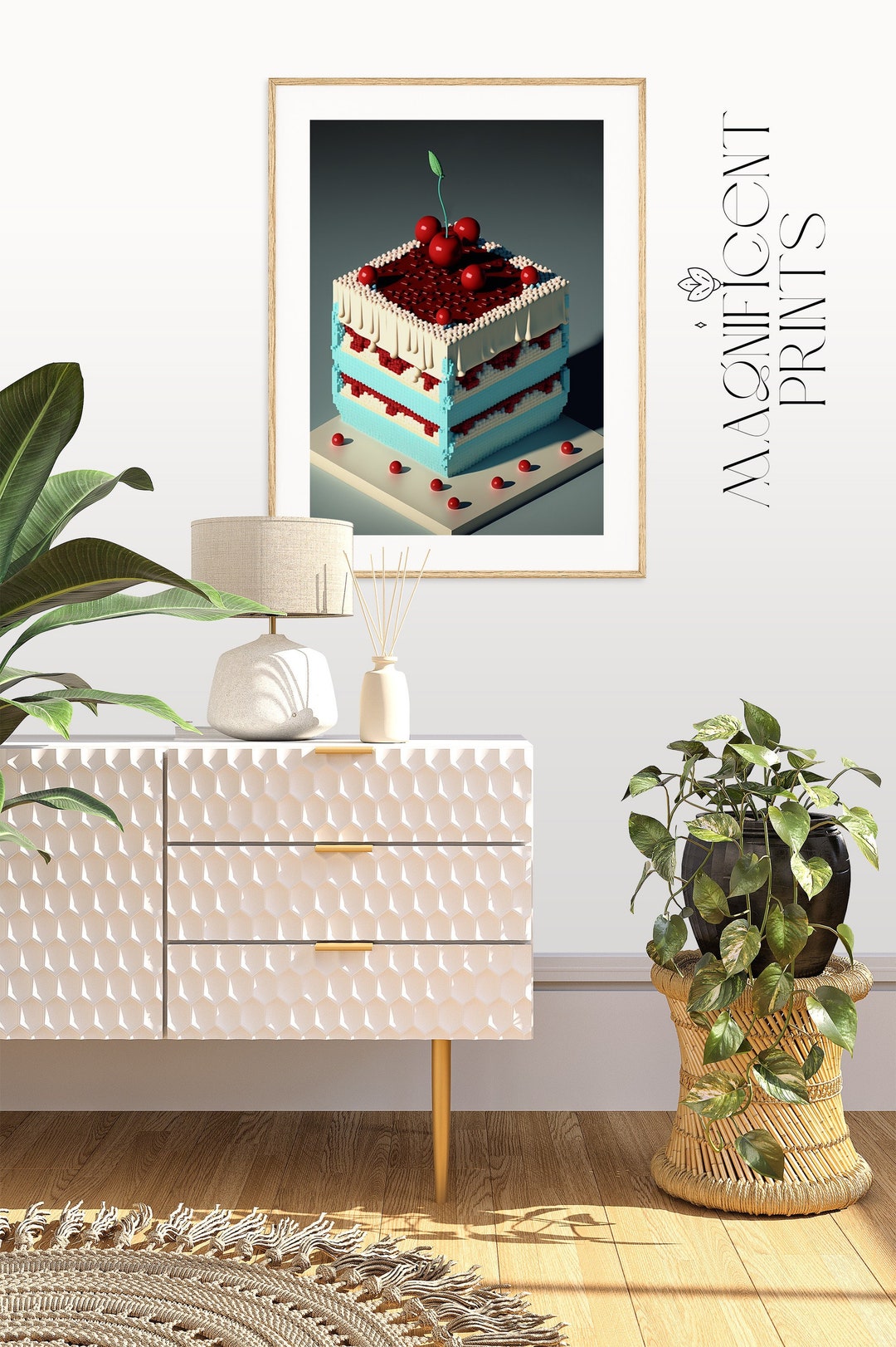 Cherry Cake Voxel Art Digital Art Print, Digital Download, Digital ...