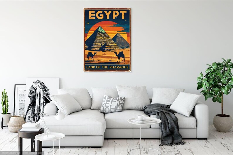 Egypt Pyramids Vintage Travel Poster | Ancient Egyptian Wall Art ...