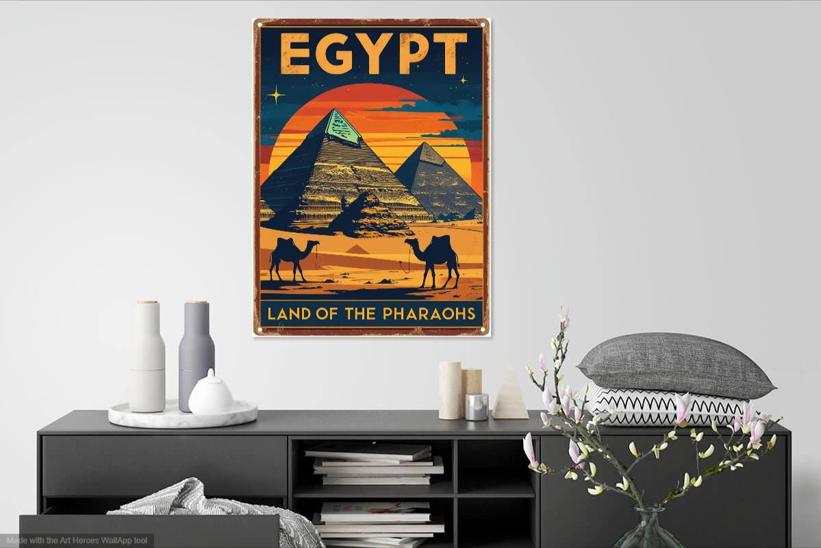 Egypt Pyramids Vintage Travel Poster | Ancient Egyptian Wall Art ...