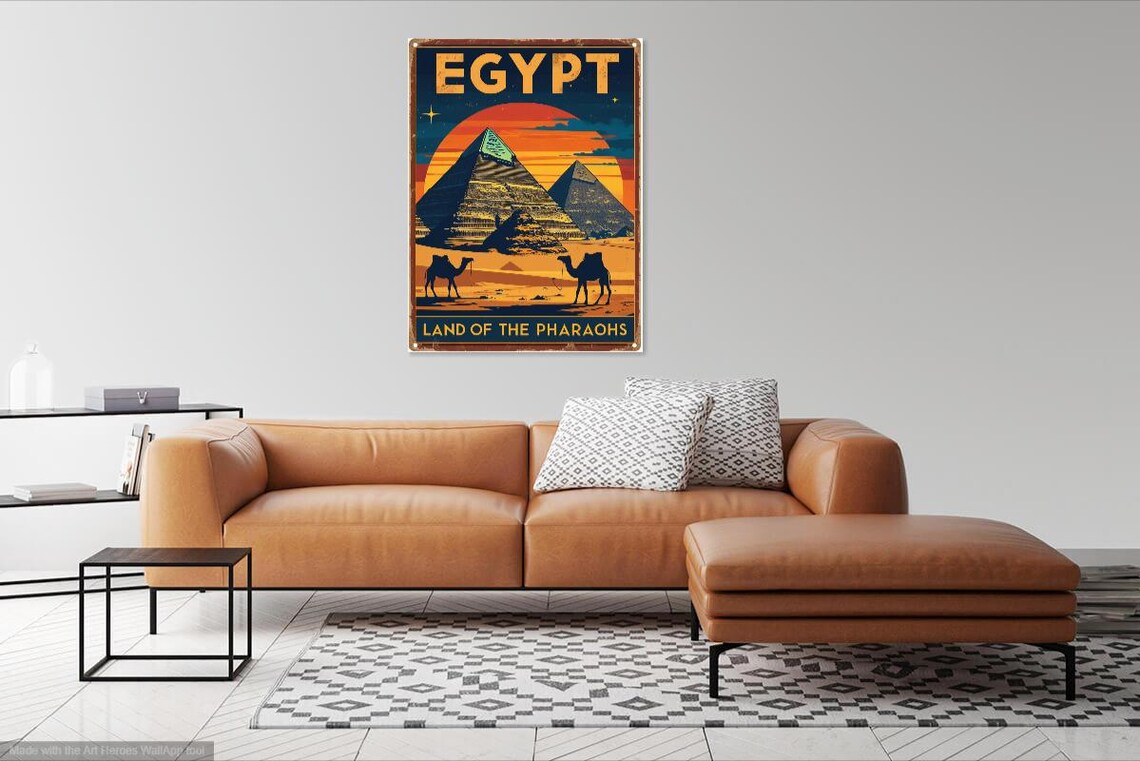 Egypt Pyramids Vintage Travel Poster | Ancient Egyptian Wall Art ...
