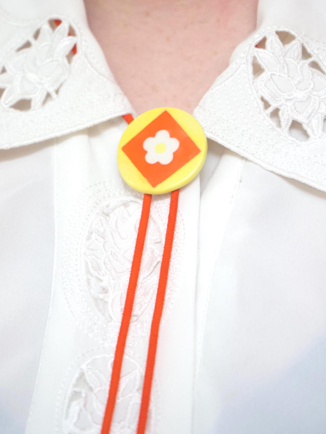 FLASHY DAISY Bolo Neck Tie is a UNIQUE Item Made With a Hand Painted ...