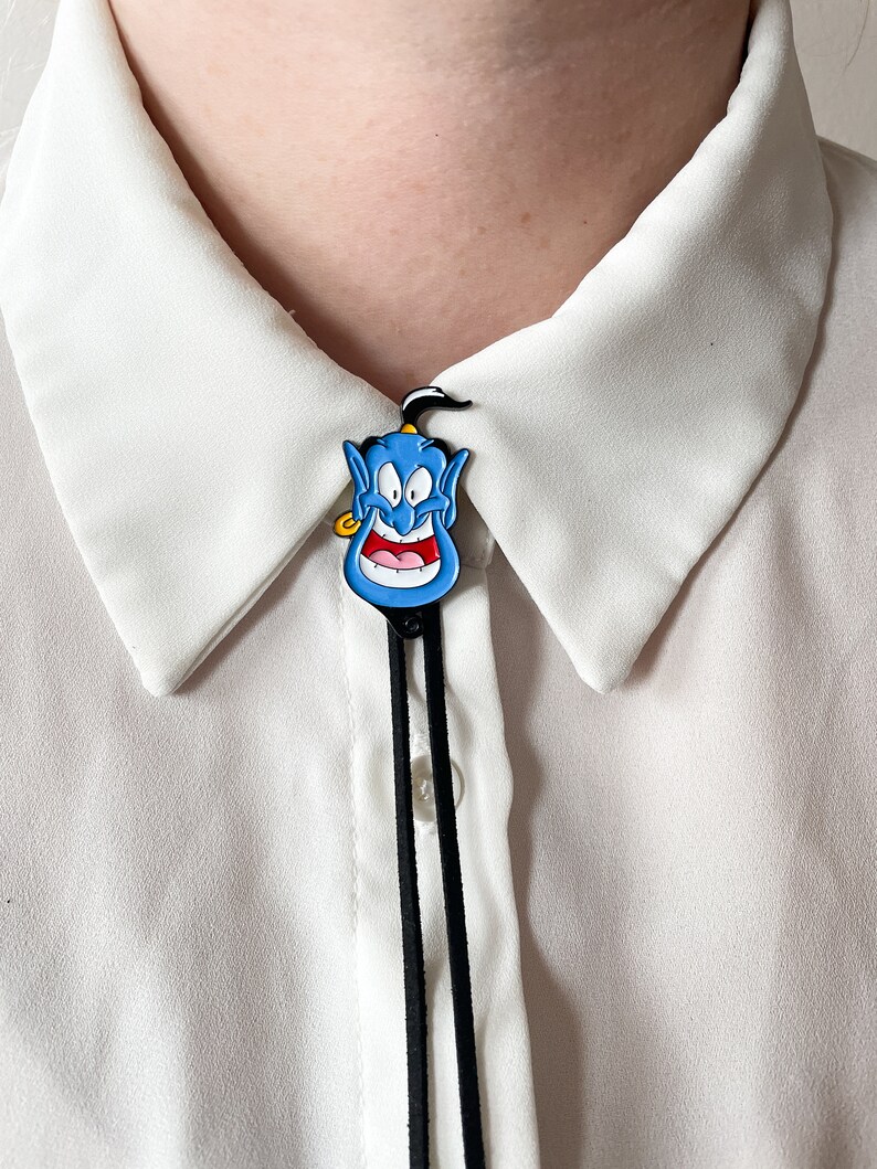 Bolo Neck Tie GENIUS, Handmade, Aladdin's Genie Blue Enamel Ornament ...