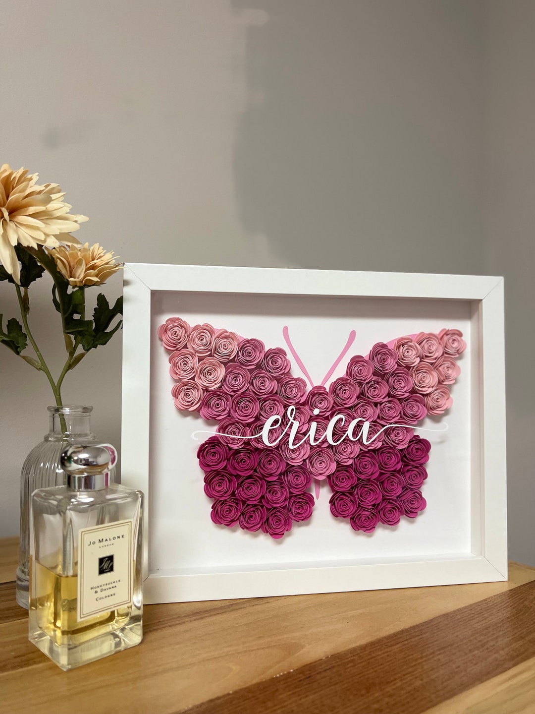 Customized 8x10 Butterfly Flower Frame | Paper Rose Gift Frame | Paper ...