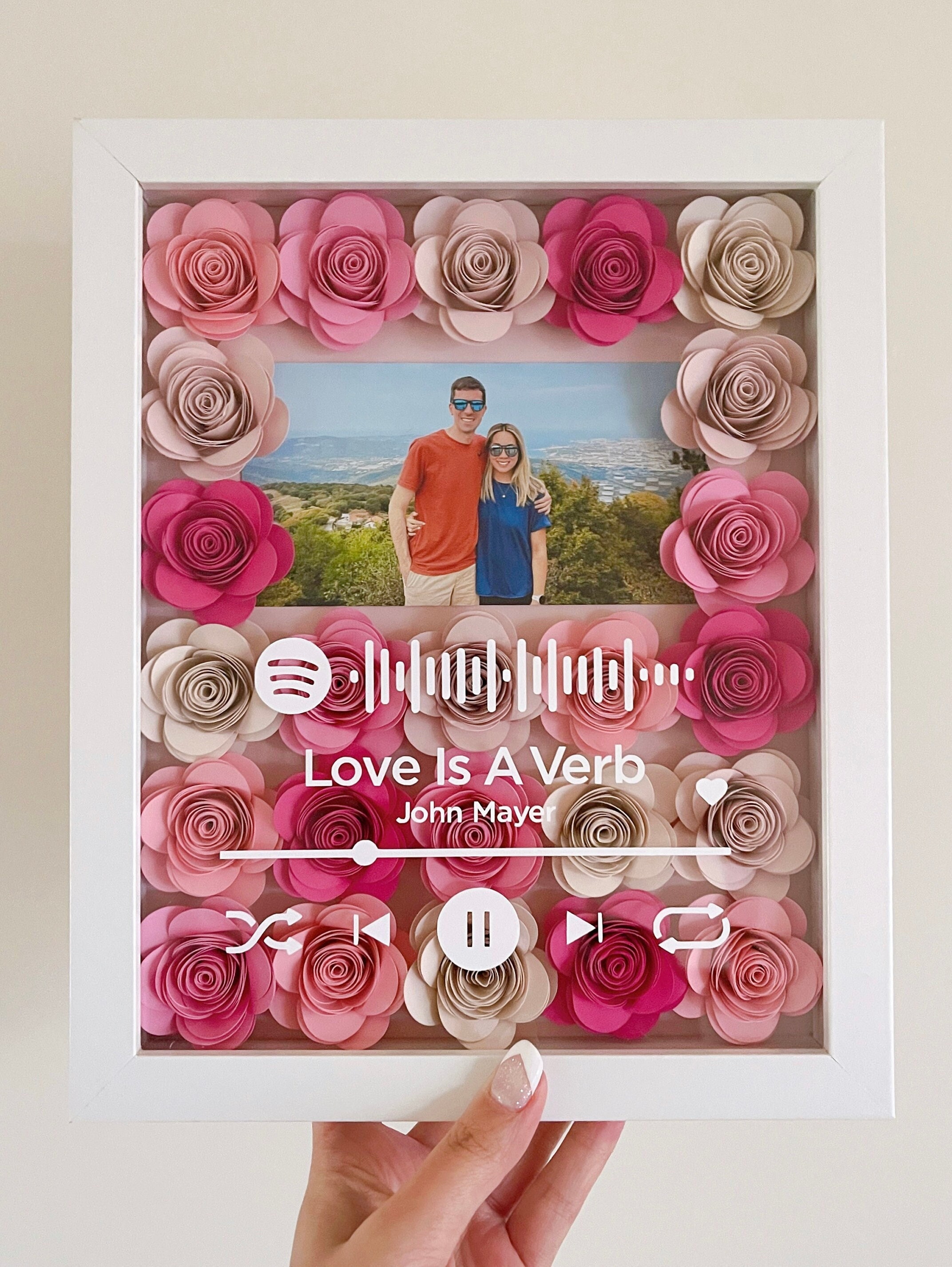 Customized 8X10 Spotify Song Flower Frame | Paper Rose Gift Frame ...