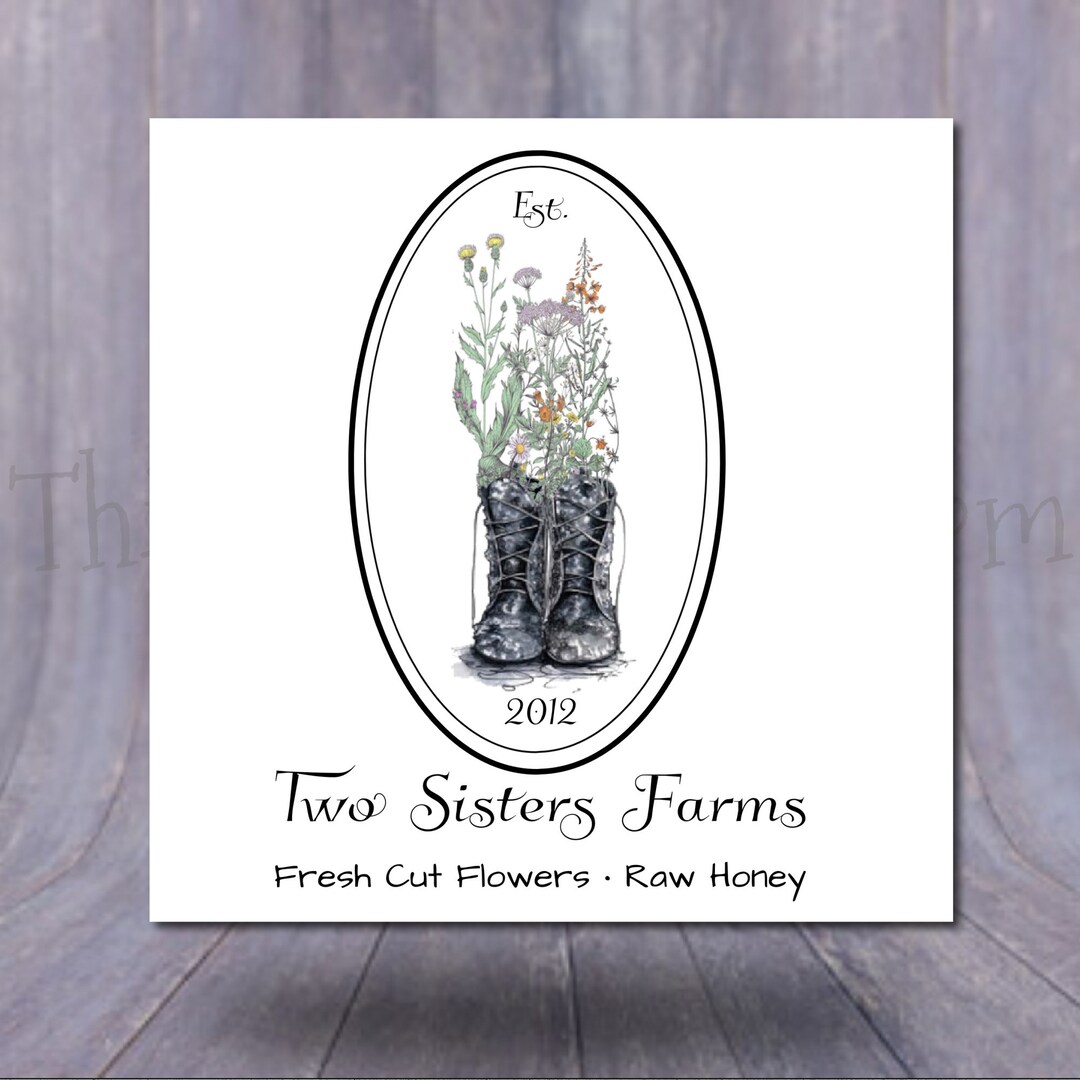 Floral Boots Logo Boot Logo Flower Farm Logo Farm Logo - Etsy