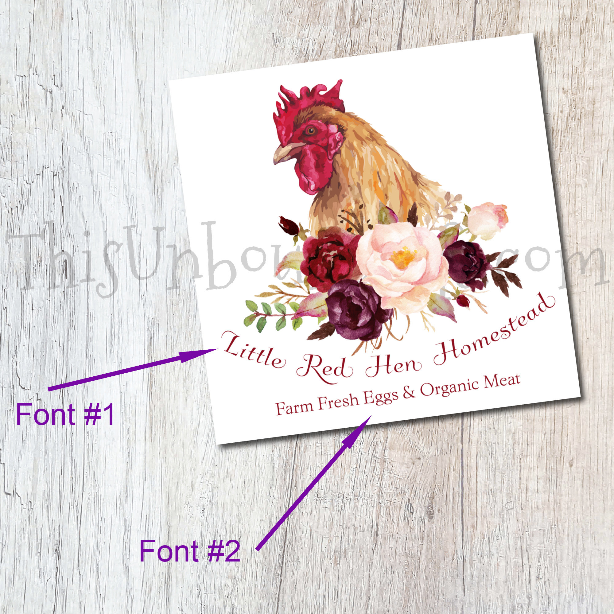 Floral Chicken Logo, Chicken Farm Logo, Homestead Logo, Custom Logo ...