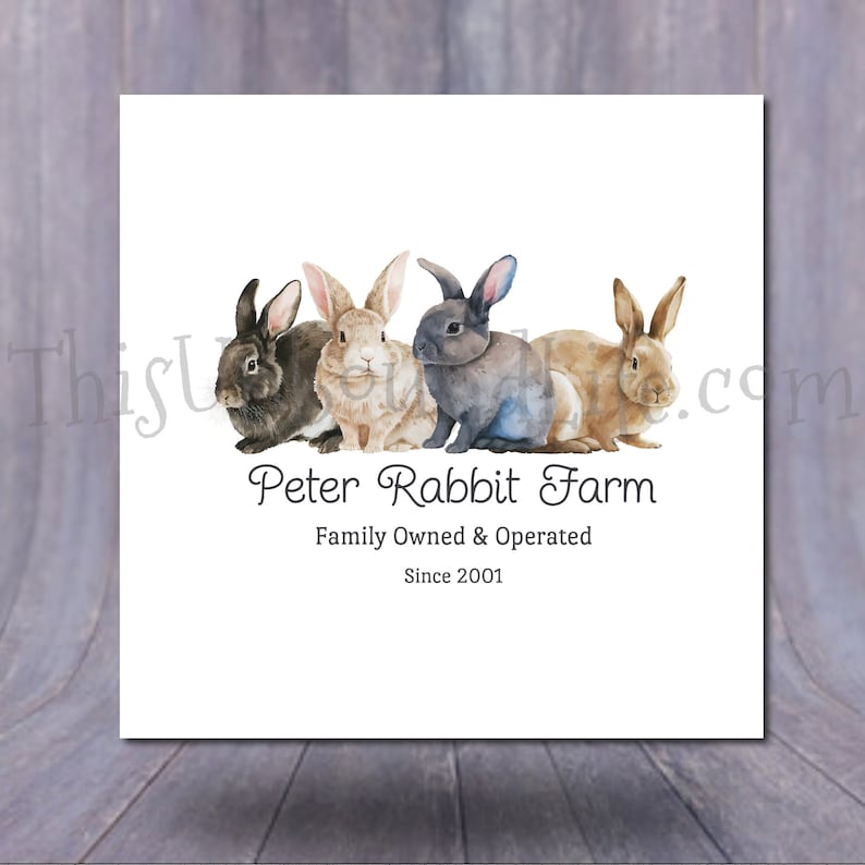 Watercolor Rabbit Logo Homestead Logo Pre-made Logo Custom Farm Logo ...