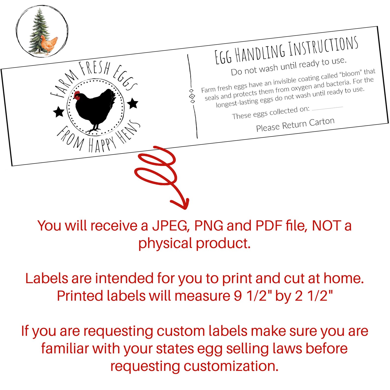 Black Chicken Printable Egg Carton Label Digital Download - Etsy