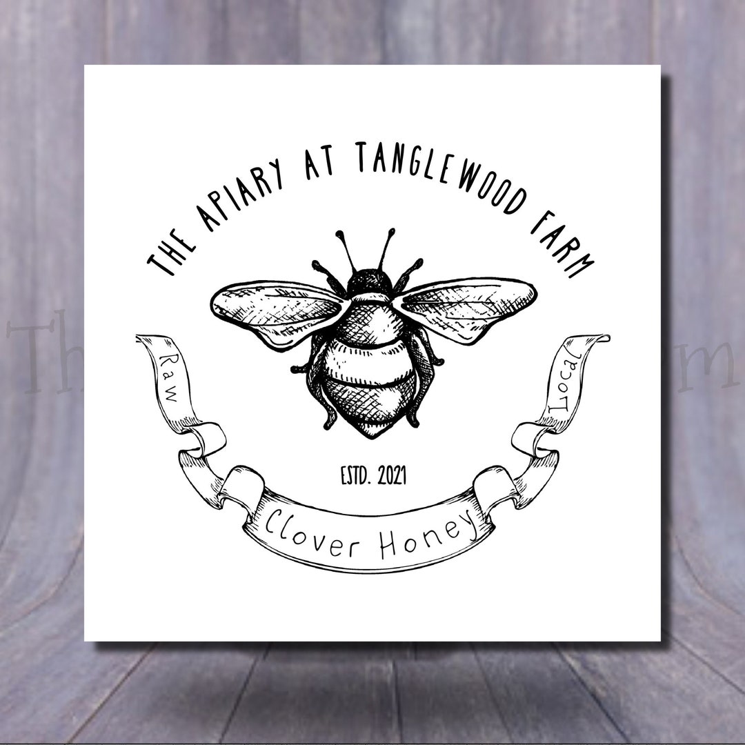 Bee Sketch Apiary Logo, Homestead Logo, Pre-made Logo, Custom Farm Logo ...