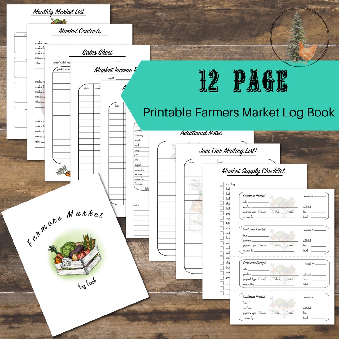 Produce Box 12 Pg Farmers Market Log Book | Instant Download | Market ...