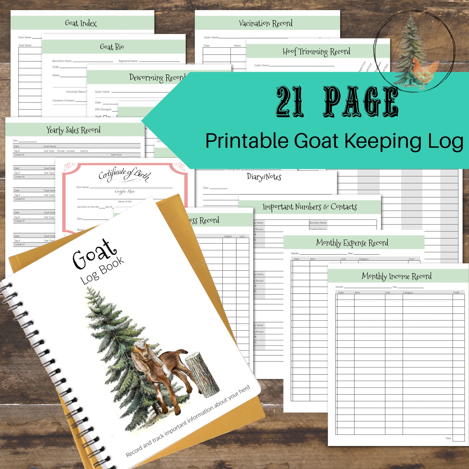 21 PAGE Goat Keeping Log Book Digital Download PDF Goat - Etsy