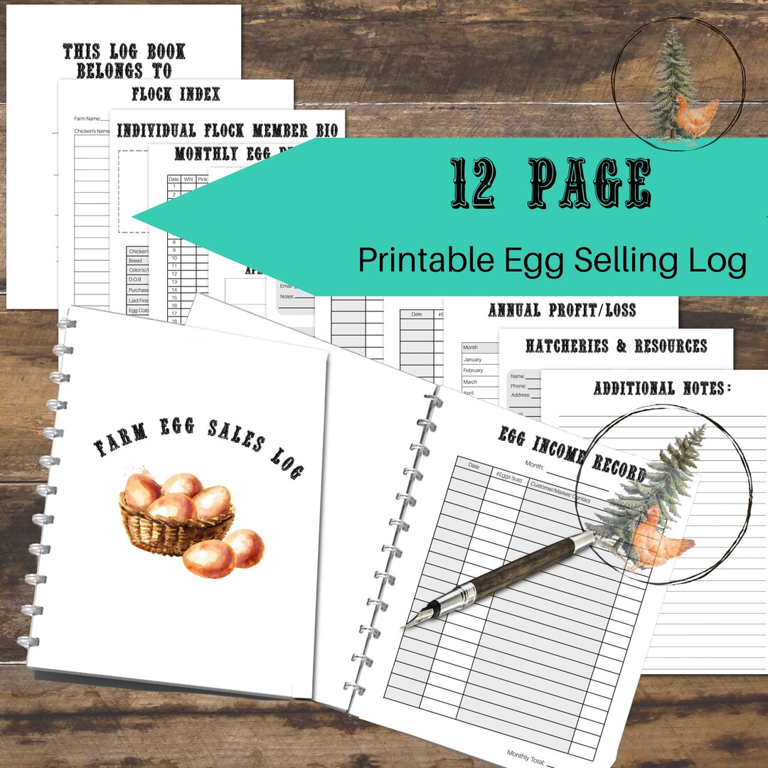 Egg Selling Log Book: 12-page Chicken Keeper Journal (digital Download ...