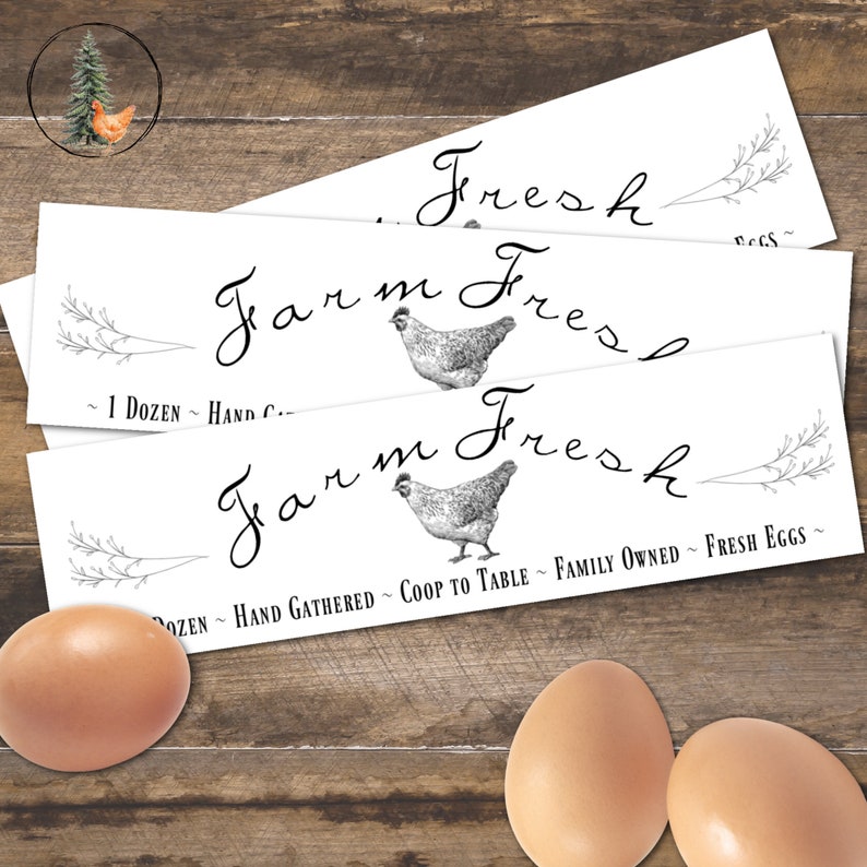 Farm Fresh Walking Chicken Egg Label Printable Egg Carton - Etsy