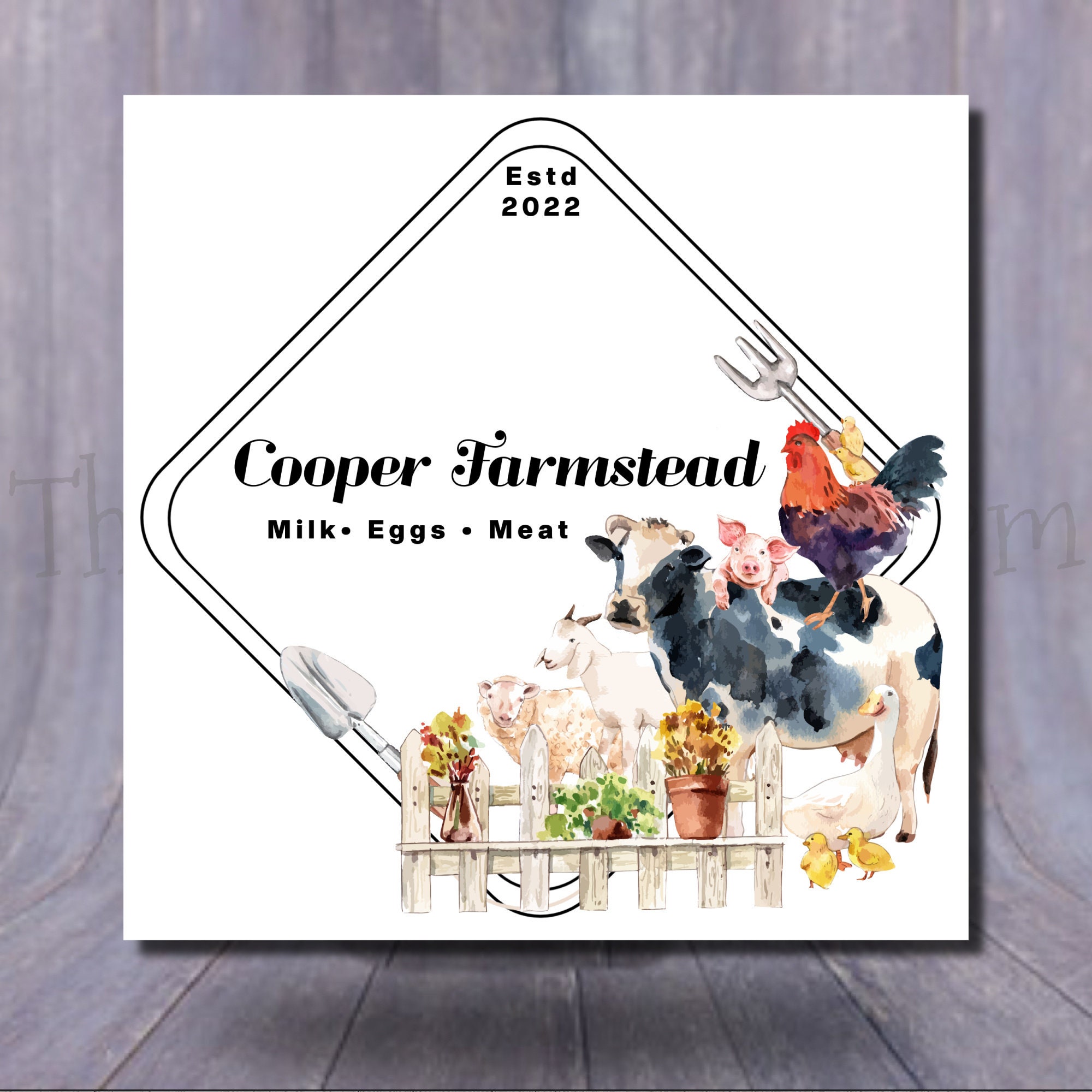 Watercolor Logo, Homestead Logo, Farmstead Logo, Pre-made Logo, Custom ...