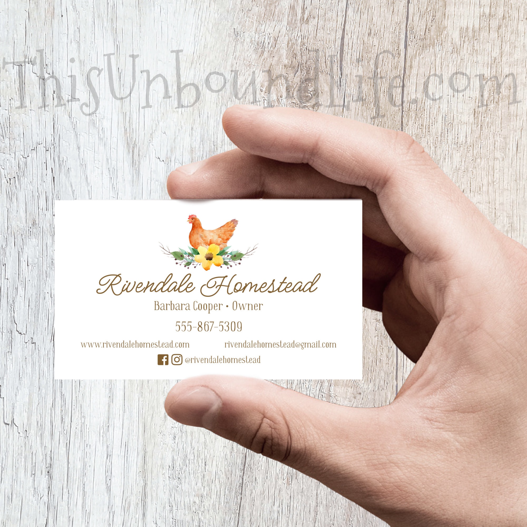 Red Hen Chicken Business Card Printable Business Card PG/PDF Files ...