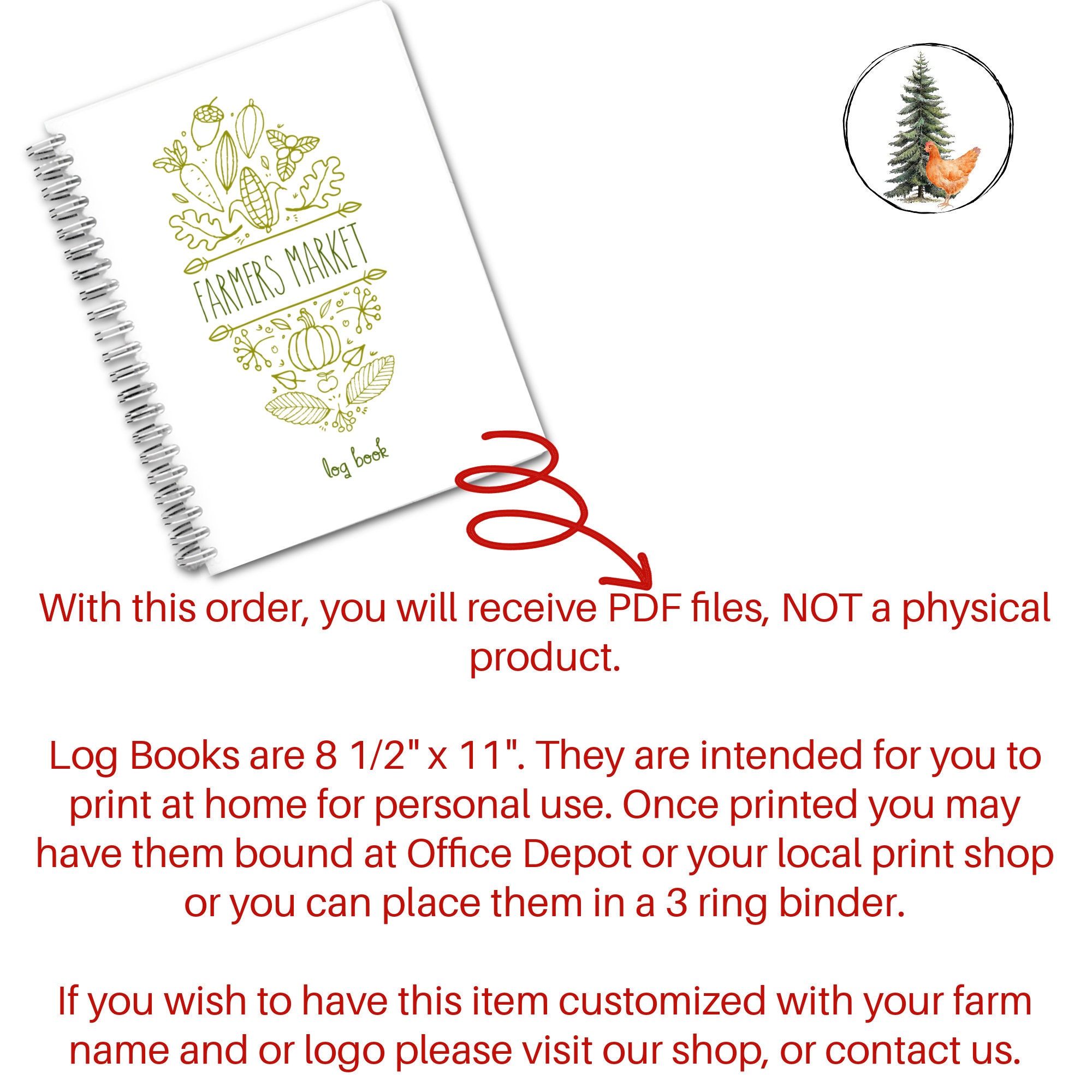 12 Pg Farmers Market Log Book Instant Download Market Logbook Business ...
