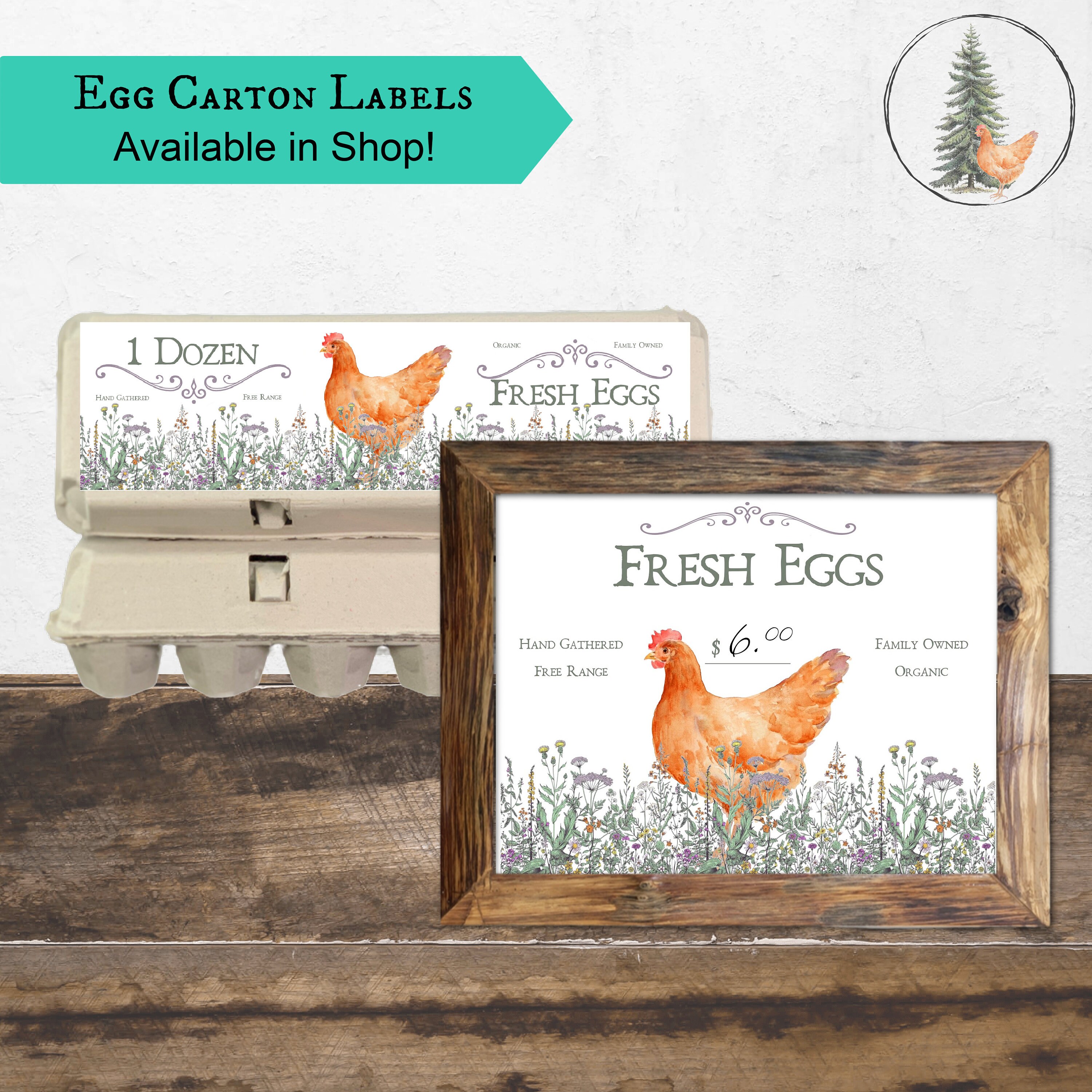 Floral Border Eggs for Sale Sign, Digital Download , Includes JPEG and PDF Files, Egg Signs ...