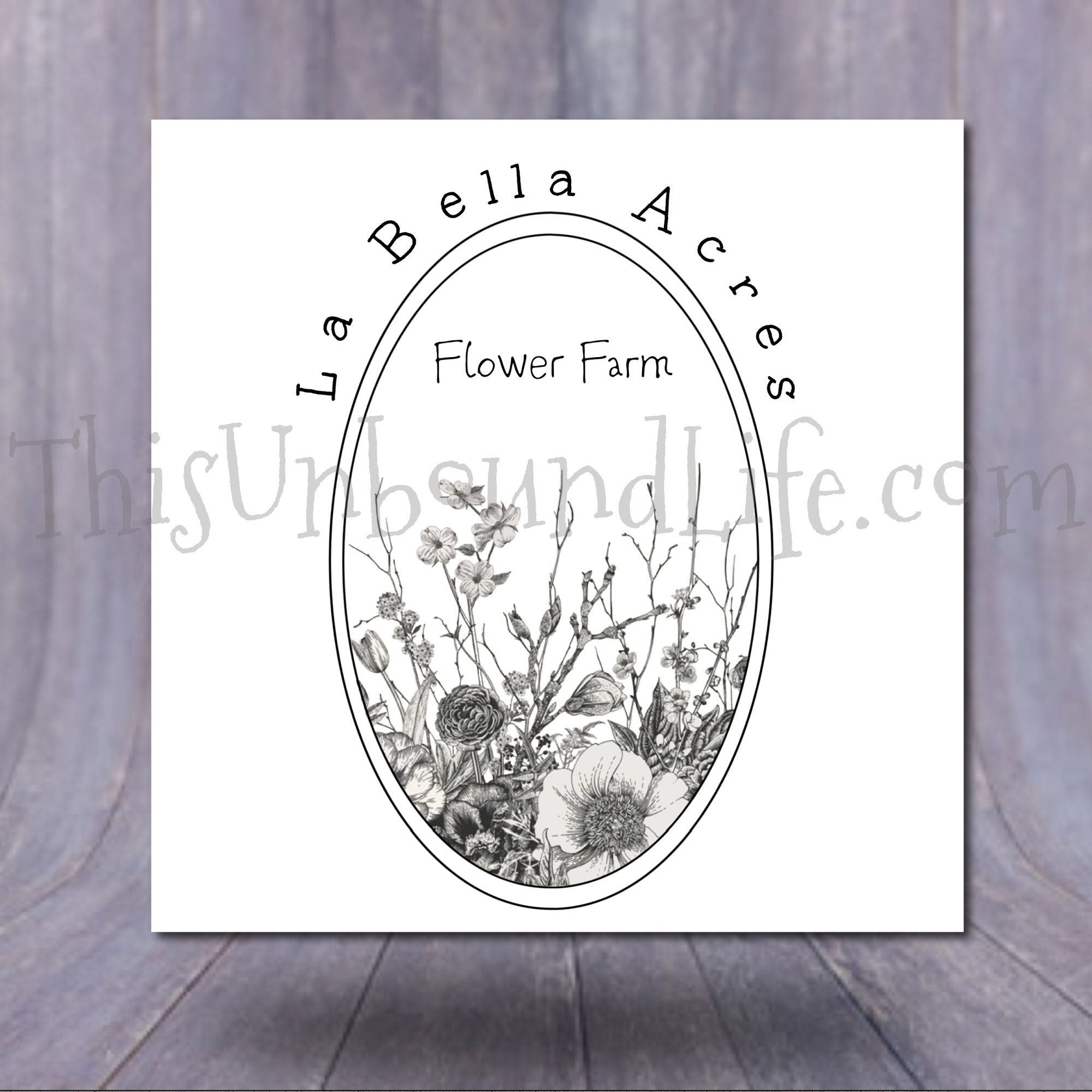 Black and White Floral Logo, Homestead Logo, Pre-made Logo, Custom Farm ...