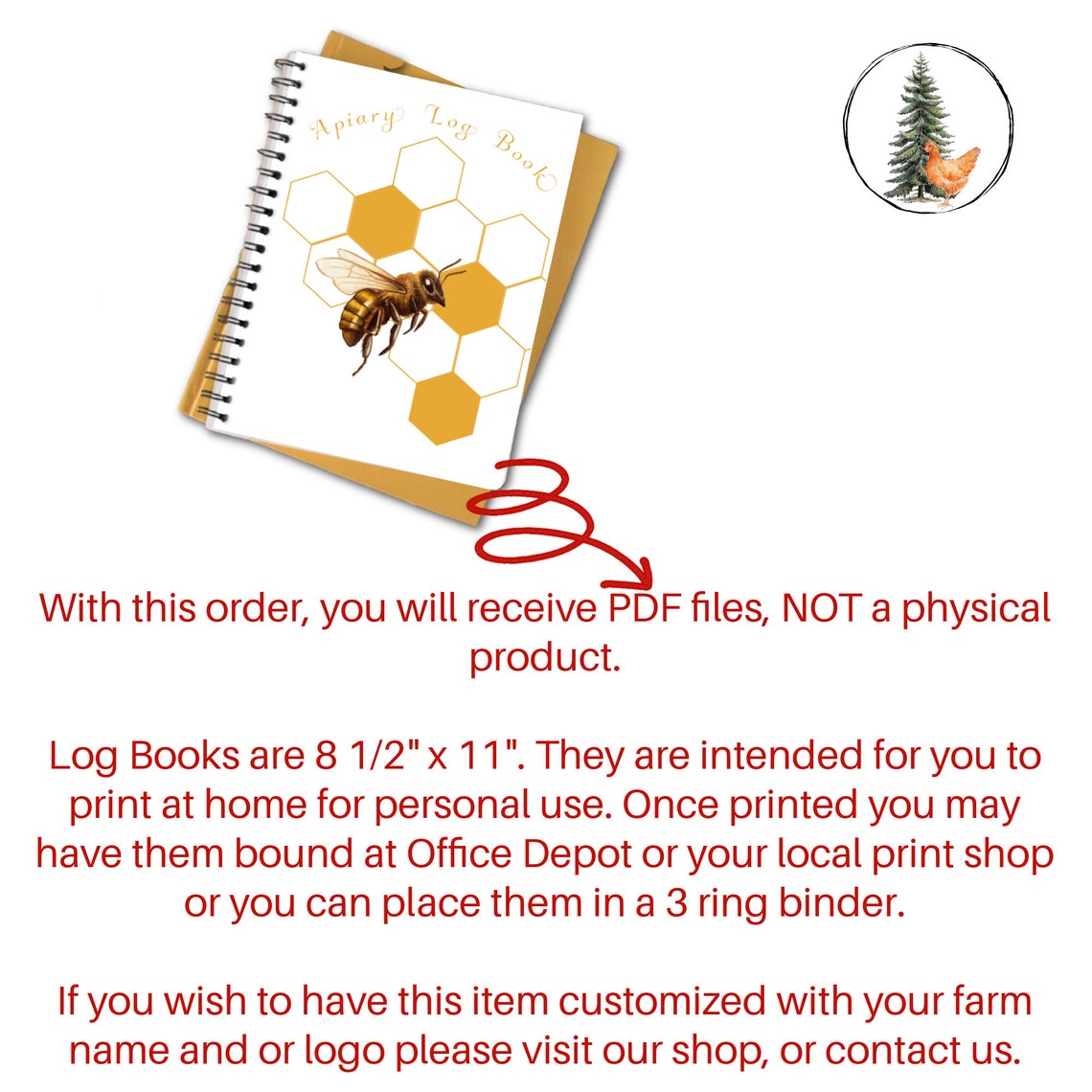 11 Page Apiary Log Book Digital Download-pdf Bee Keeping Logbook Honey ...