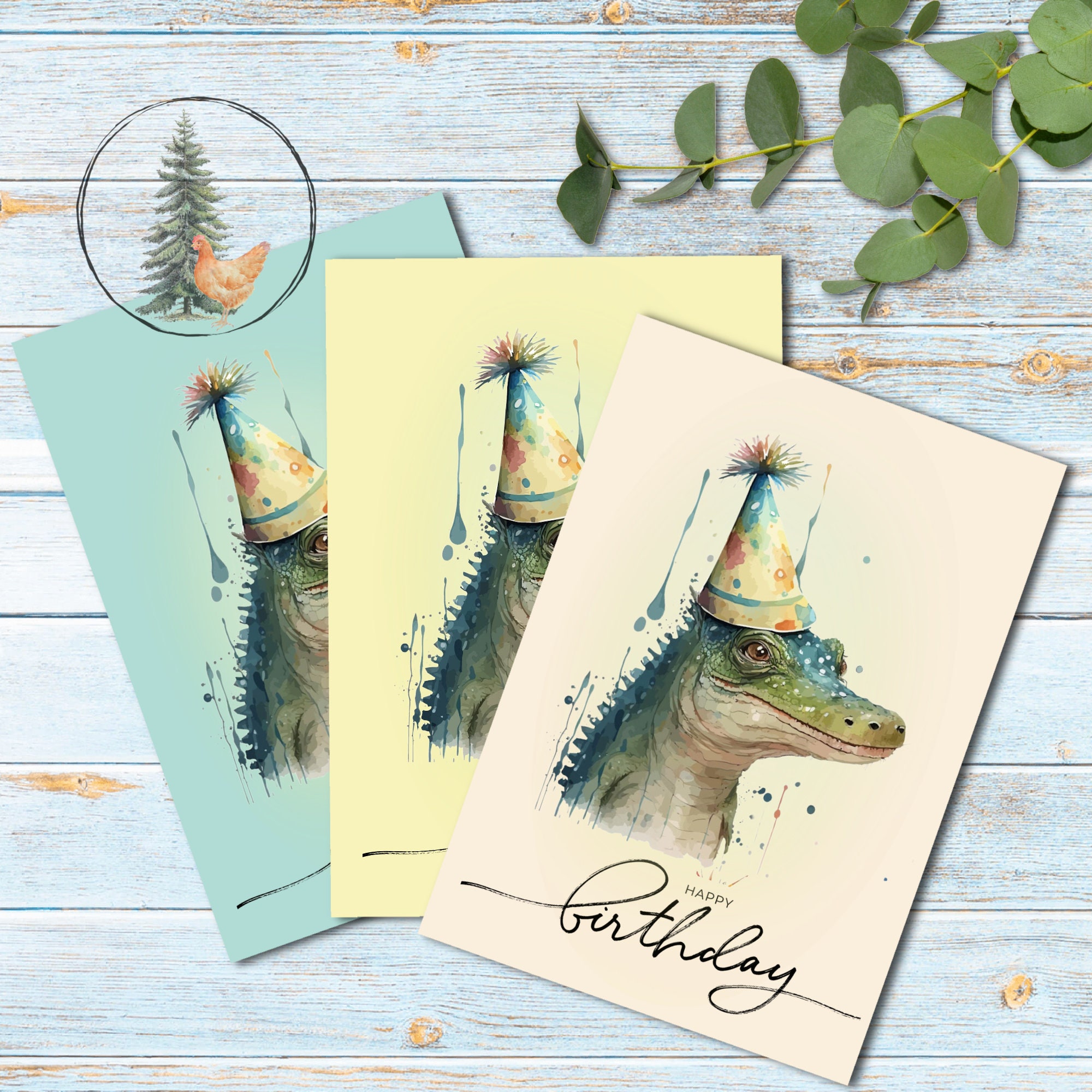 Alligator Birthday Card, Printable Greeting Card, Digital Download ...