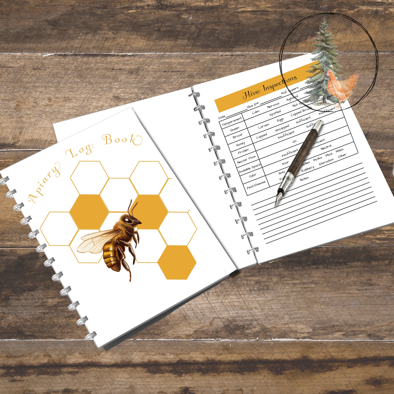 11 Page Apiary Log Book Digital Download-pdf Bee Keeping Logbook Honey ...